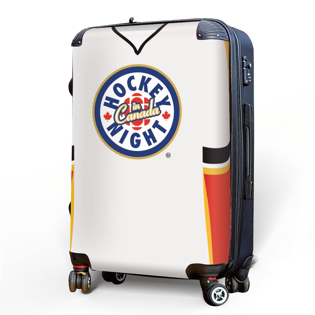 Hockey Night In Canada Luggage - Classic Logo and White Calgary Sweate